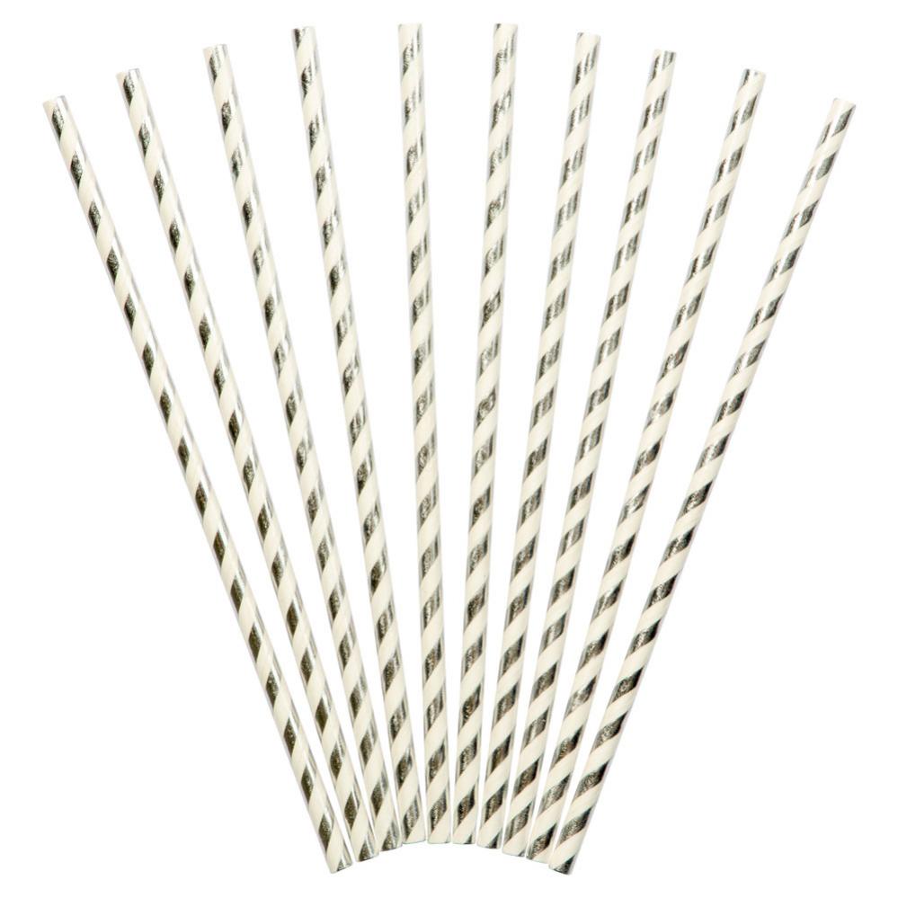 Silvriga Sugrör Randiga - Partyhallen.se