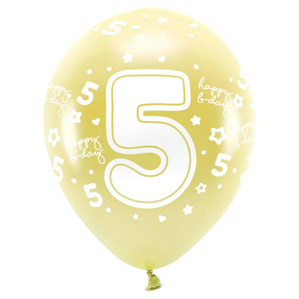 Ballonger Metallic Guld Happy B-day 5 - Partyhallen.se