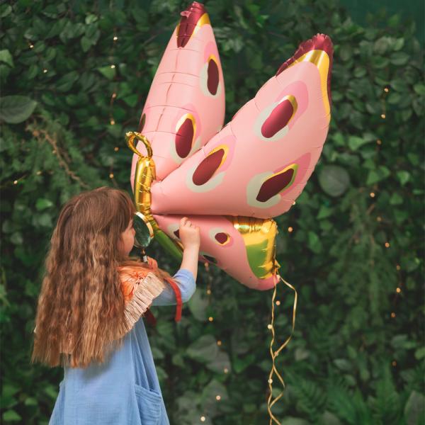 Folieballong Fjäril Rosa/Guld - Partyhallen.se
