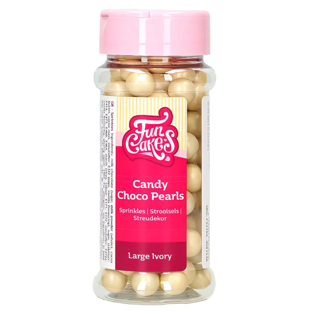 Strössel Choco Pearls Stora Elfenbensvit - Partyhallen.se