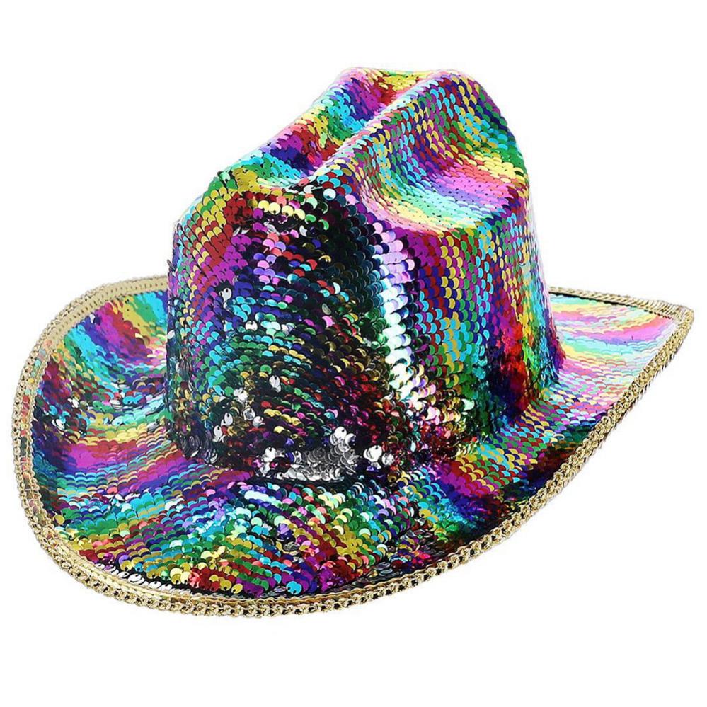 Cowboyhatt Paljetter Rainbow - Partyhallen.se