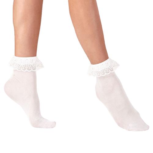 Vita Strumpor med Spets - Partyhallen.se
