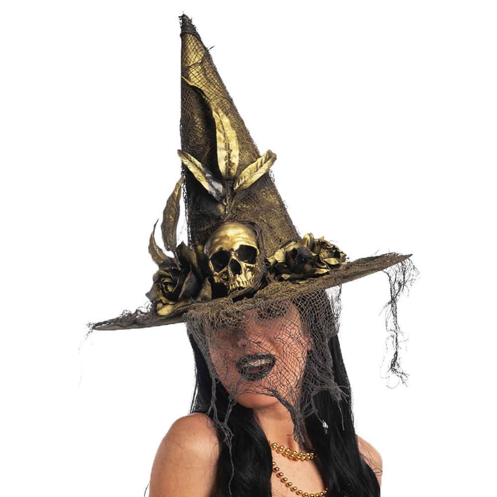 Häxhatt med Dödskalle och Nät - Partyhallen.se