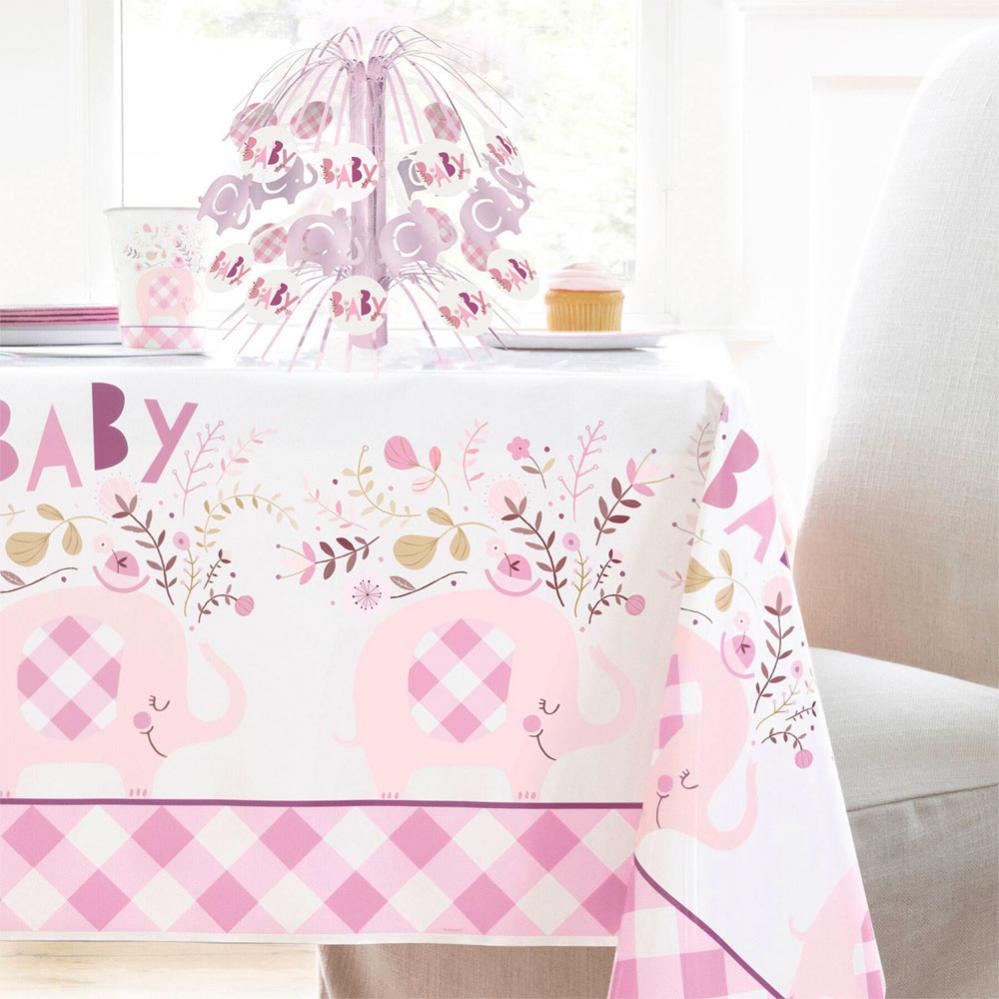 Babyshower Plastduk Elefant Rosa - Partyhallen.se
