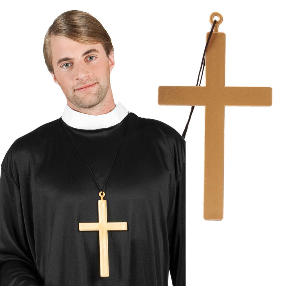 Stor Guld Kors Halsband - Partyhallen.se