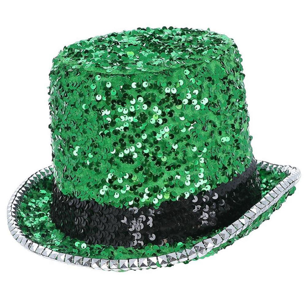 Hög Hatt Filt och Paljetter Grön - Partyhallen.se