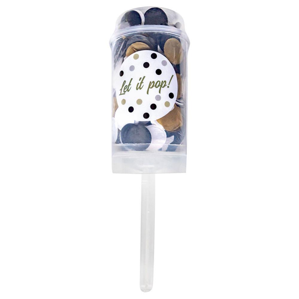 Konfetti Push Pop Vit-Svart-Beige - Partyhallen.se