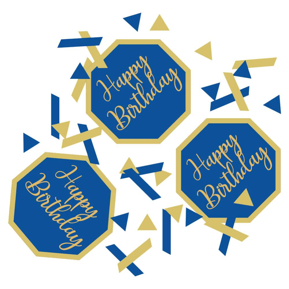 Happy Birthday Konfetti Marinblå och Guld - Partyhallen.se