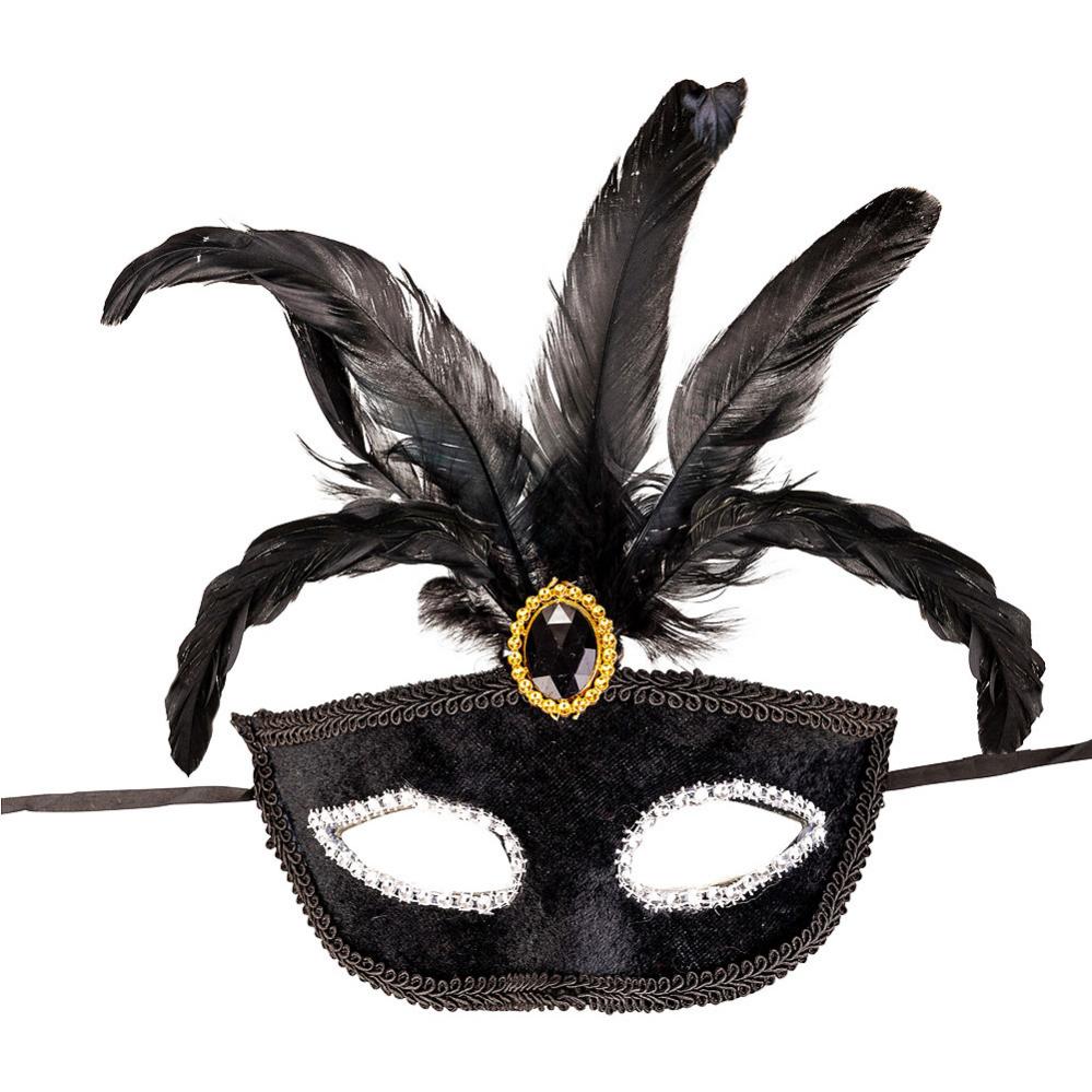 Venetiansk Ögonmask Svart Sammet - Partyhallen.se