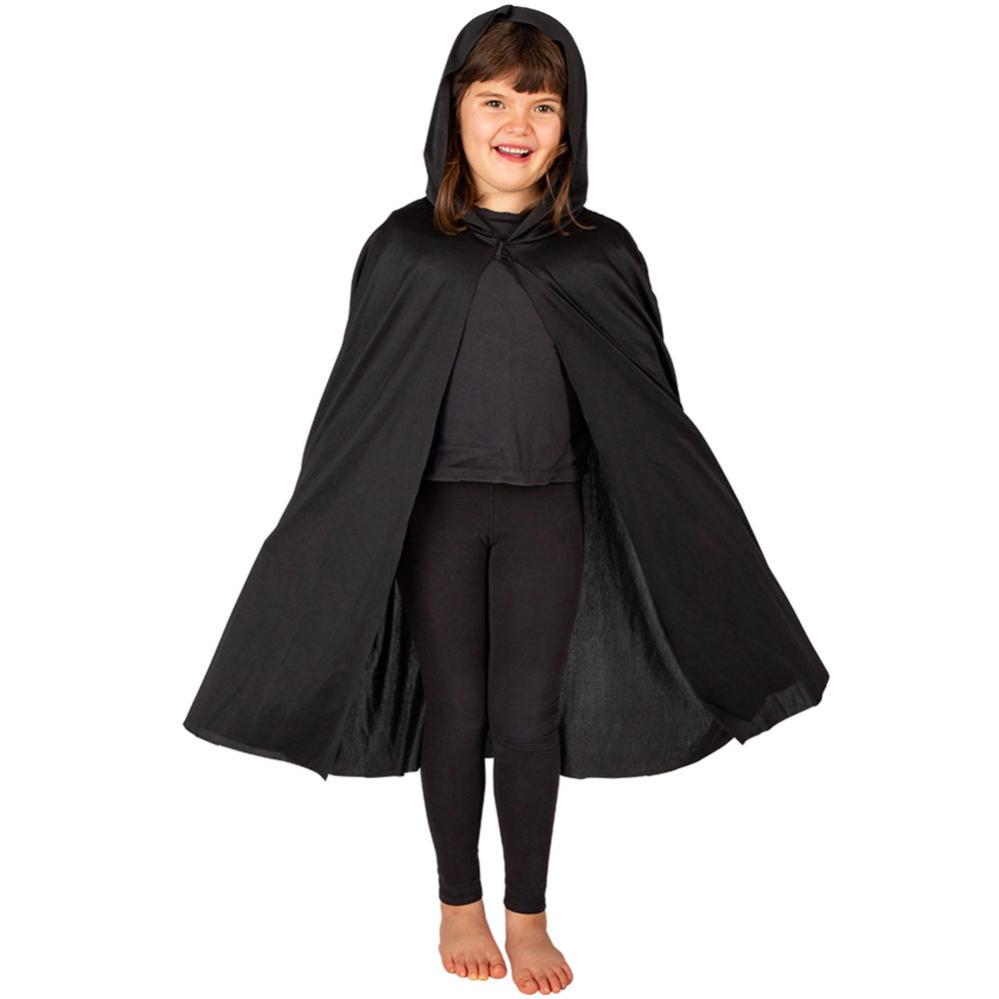 Cape med Huva Svart Barn - Partyhallen.se