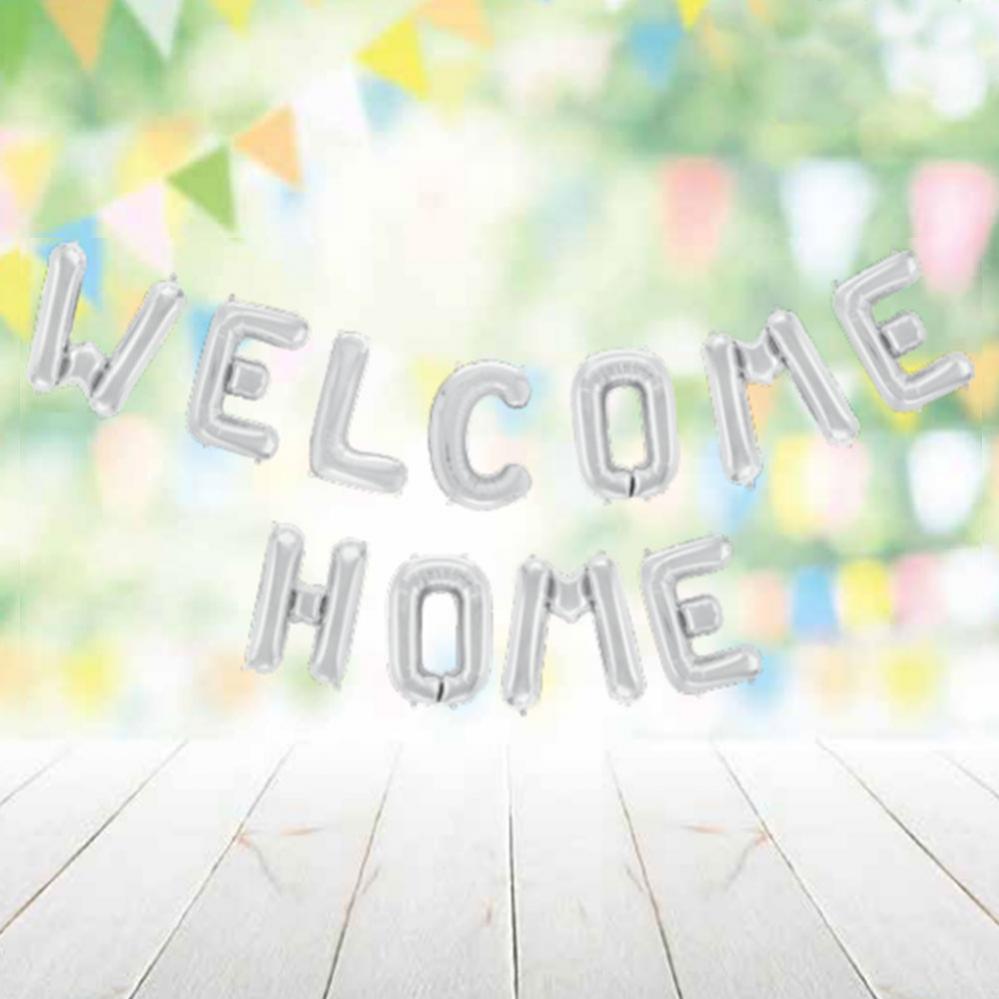 Welcome Home Bokstavsballonger Silver - Partyhallen.se