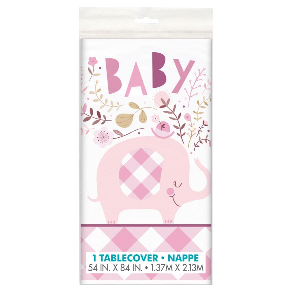 Babyshower Plastduk Elefant Rosa - Partyhallen.se