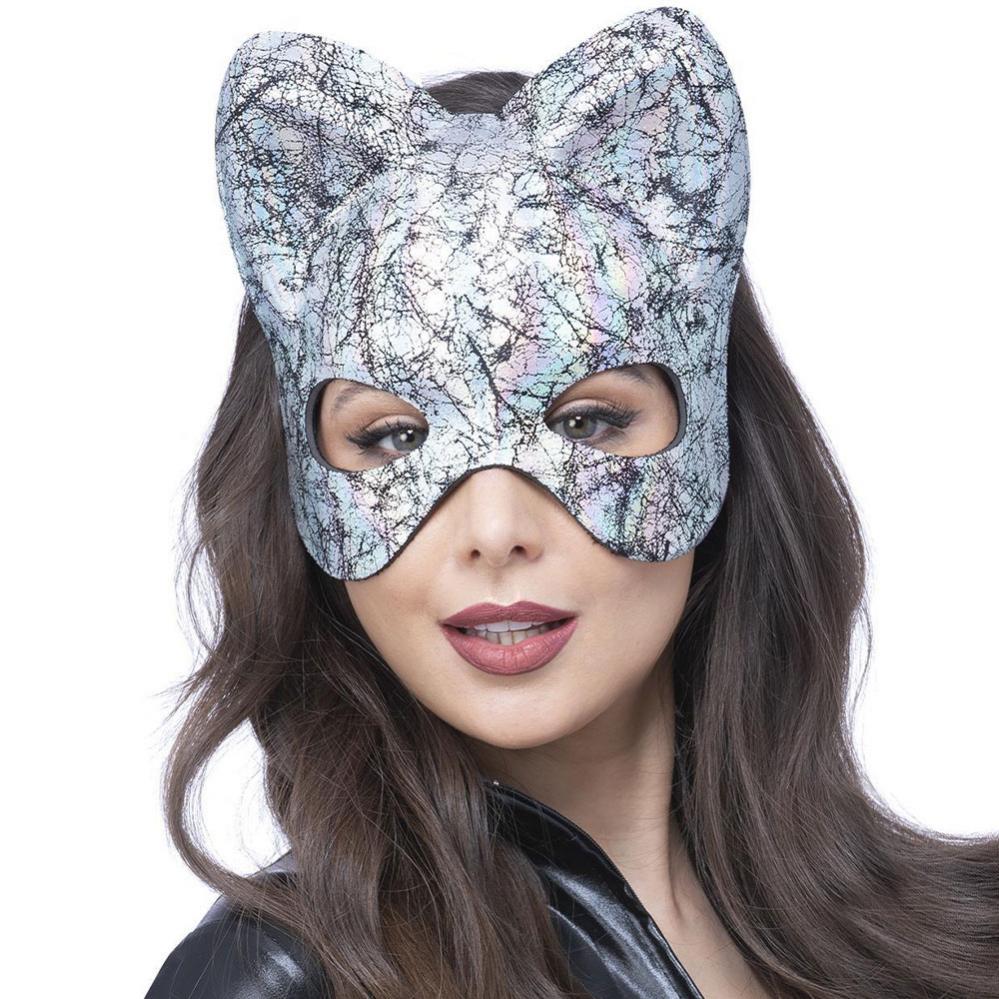 Katt Mask Metallisk Silver - Partyhallen.se