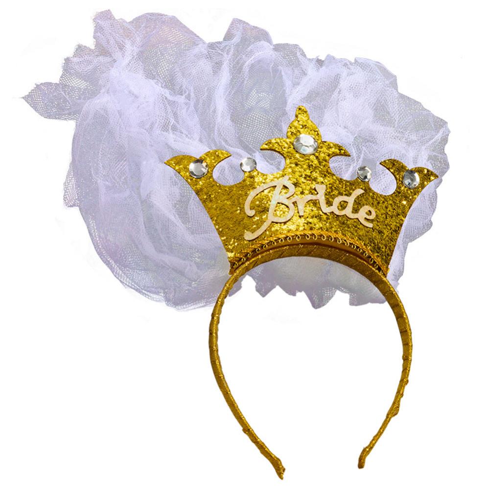 Bride To Be Guld Krona med Slöja - Partyhallen.se