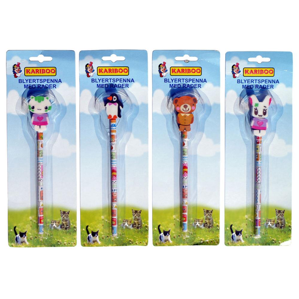Blyertspenna med Djur Suddgummi - Partyhallen.se