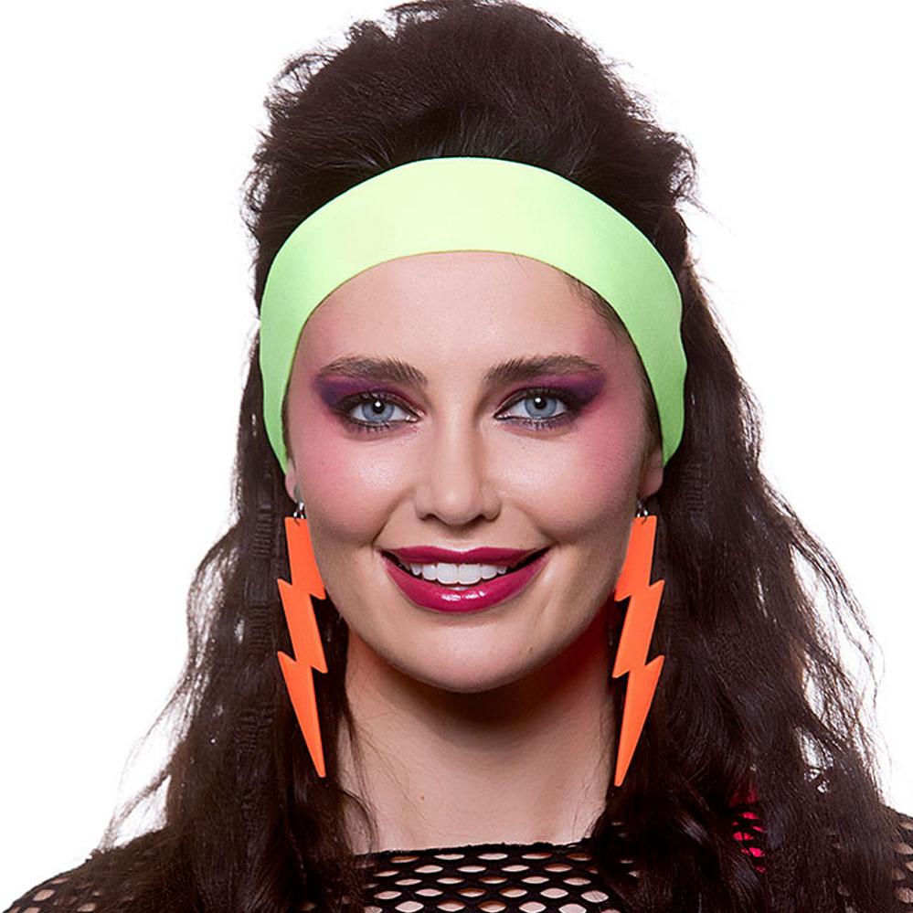 80-tal Örhänge Blixtar Neon Orange Clip-on - Partyhallen.se