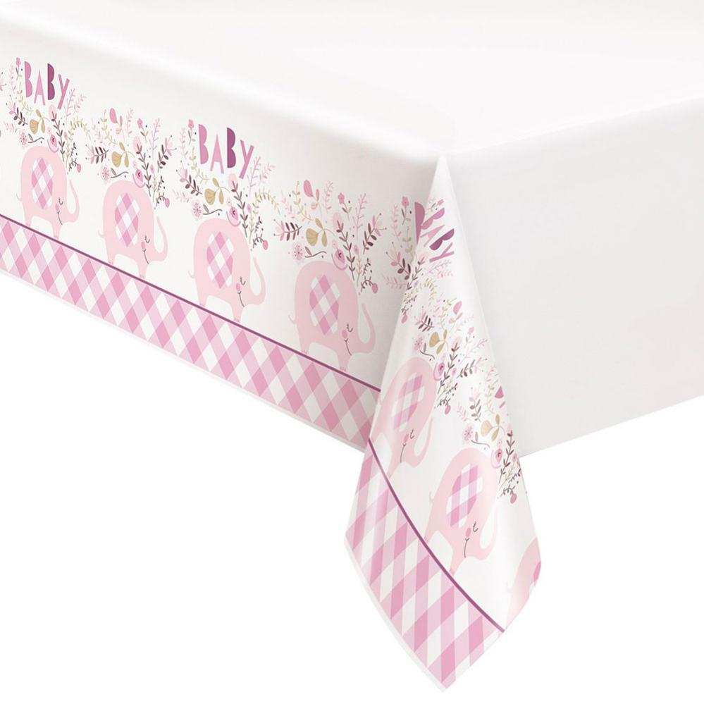 Babyshower Plastduk Elefant Rosa - Partyhallen.se