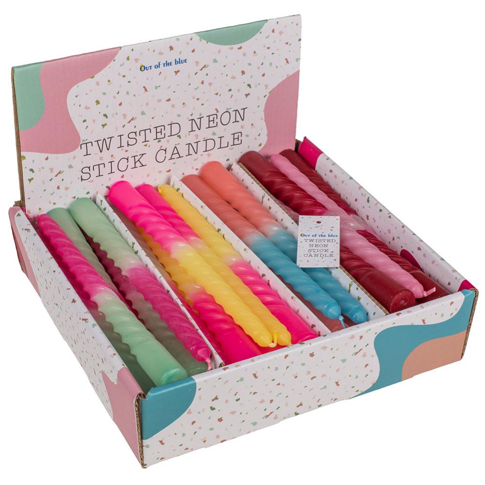 Vridet Stearinljus Neon - Partyhallen.se