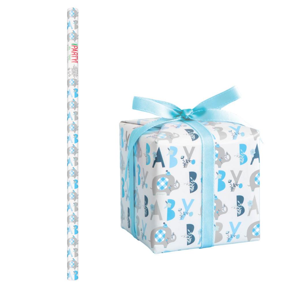 Babyshower Presentpapper Elefant Blå - Partyhallen.se