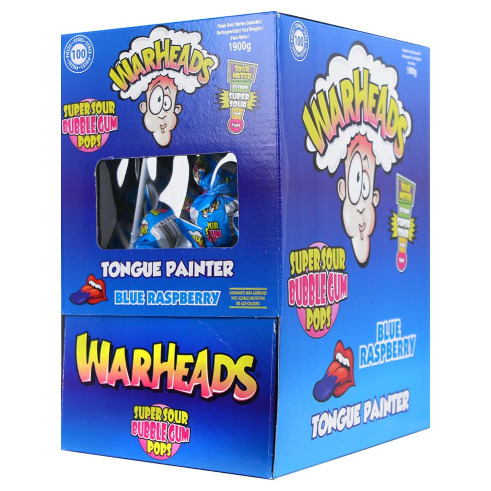 Warheads Klubba Supersur Blue Raspberry 100-pack - Partyhallen.se