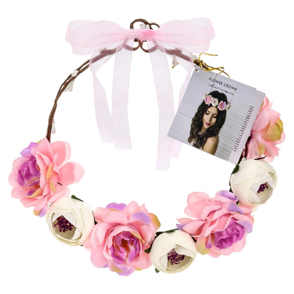 Vit och Rosa Blomkrans - Partyhallen.se