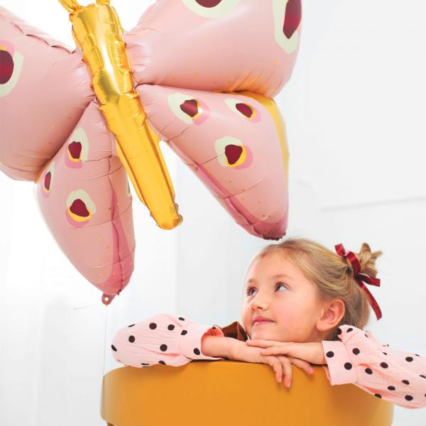 Folieballong Fjäril Rosa/Guld - Partyhallen.se