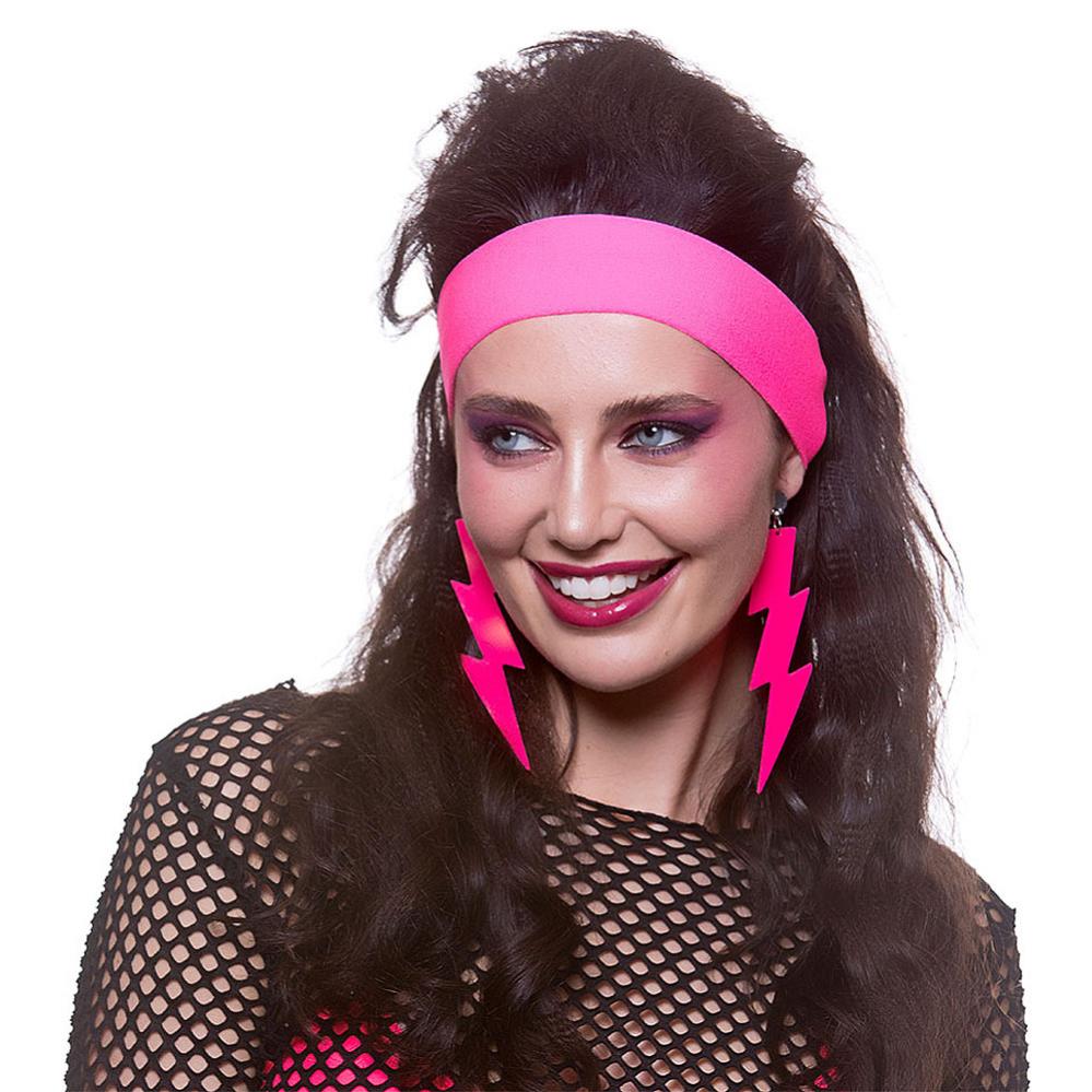 80-tal Pannband Neon Rosa - Partyhallen.se