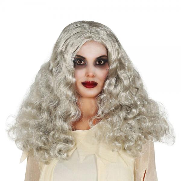 Peruk Grå Silver Lockig - Partyhallen.se