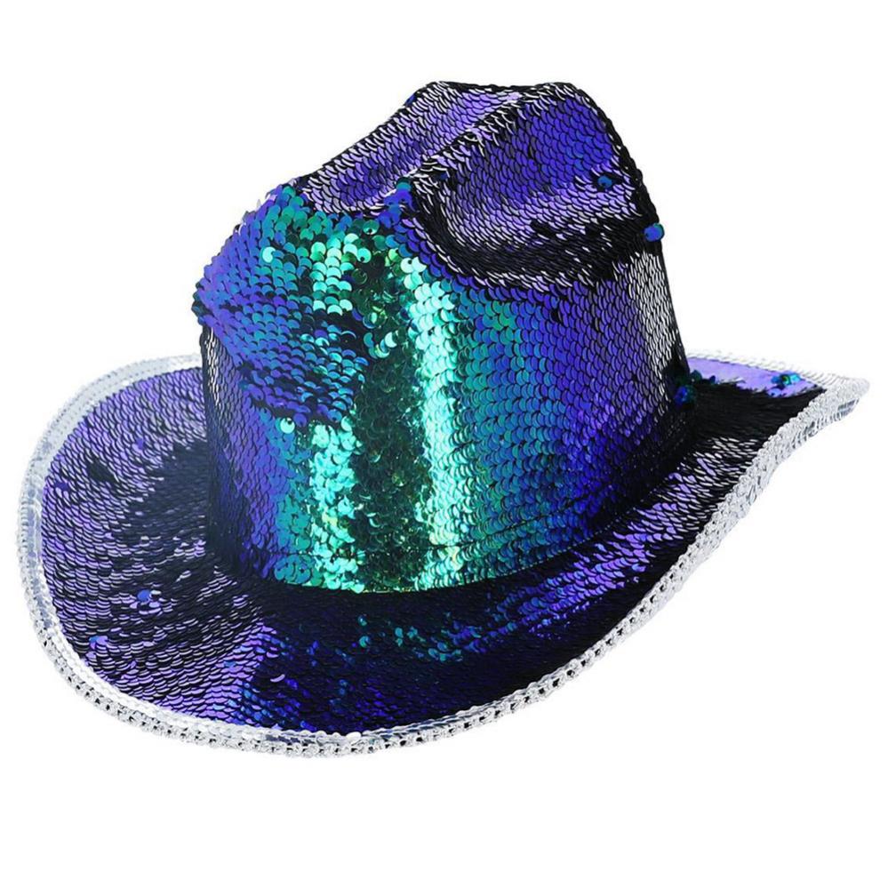 Cowgirl Hatt Paljetter Iriserande Grön - Partyhallen.se