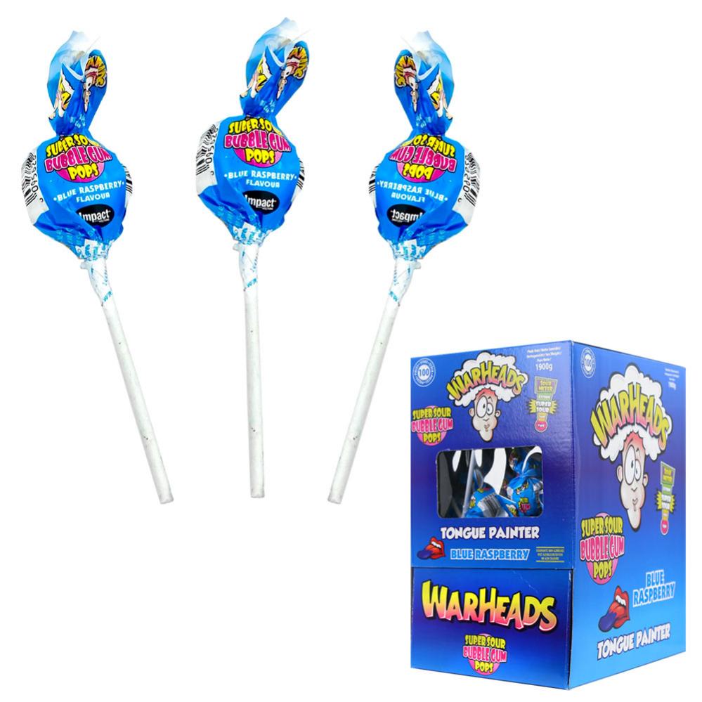 Warheads Klubba Supersur Blue Raspberry 100-pack - Partyhallen.se