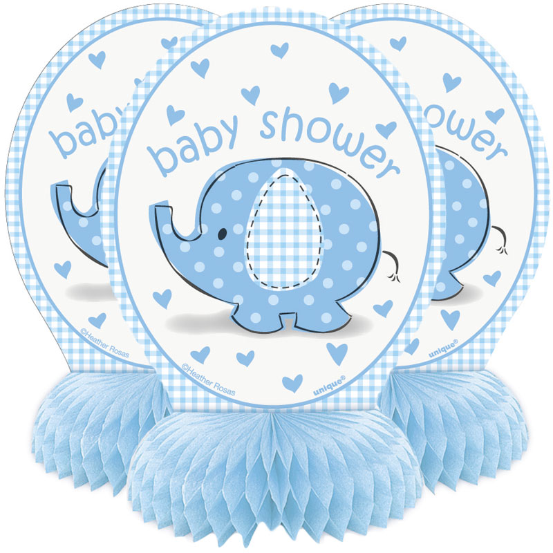 Baby Shower Boy Honeycomb Dekorationer Umbrellaphant - Partyhallen.se