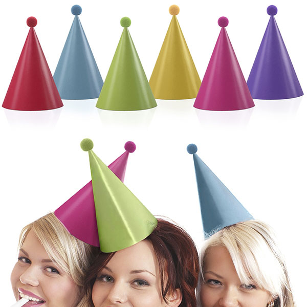 Partyhattar med Pom-Pom Flerfärgade - Partyhallen.se